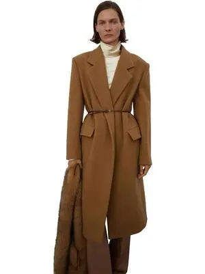 MANGO Notched Lapel Wool Blend Coat