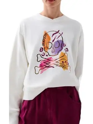 SCALPERS Skull Print Sweatshirt White