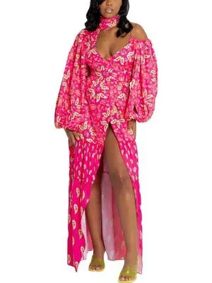BOHN JSELL Persephone Wrap Dress Pink