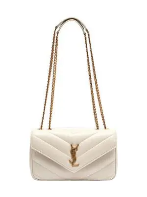 Saint Laurent Lou Lou Small Leather Shoulder Bag - White