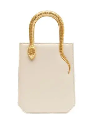 BVLGARI Serpentine Small Embellished Leather Tote Bag - White