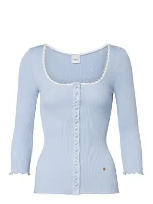 Chloé Lace-trimmed Ribbed Cotton Cardigan - Blue