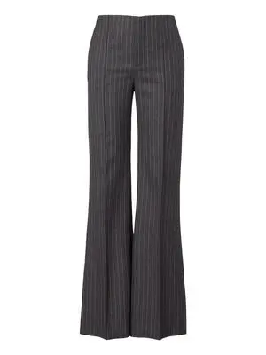 Chloé Pinstriped Virgin Wool Wide-leg Trousers - Grey