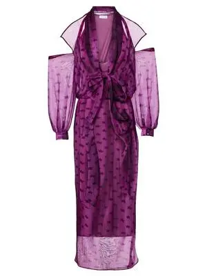 Acne Studios Cutout Printed Semi-sheer Midi Dress - Purple