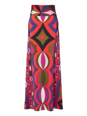 Emilio Pucci Printed Jersey Satin Maxi Skirt - Multicoloured