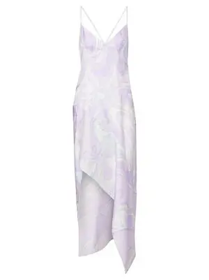 Emilio Pucci Marmo Asymmetric Silk Twill Maxi Dress - Purple