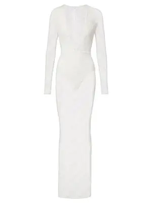 Alex Perry Sheer Lace Gown - White