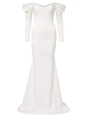 Alex Perry Bridal Off-shoulder Crêpe Bustier Gown - White