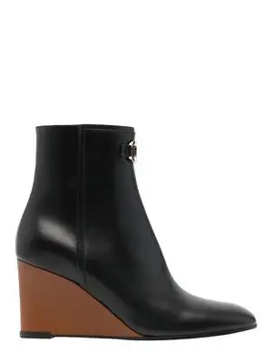 FERRAGAMO 70mm Wedge Heel Ankle Boots - Black