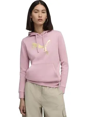 PUMA Metallic Logo Hoodie Pink