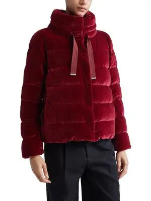 Herno Stretch Velvet Down Puffer Jacket - Burgandy