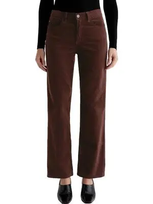 Ag Brinley Mid-rise Straight Leg Corduroy Pants - Coffee Bean