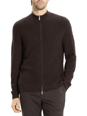Theory Cyr Cashmere Zip Cardigan - Brownwood Melange