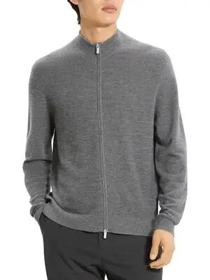 Theory Cyr Cashmere Zip Cardigan - Dark Grey Melange
