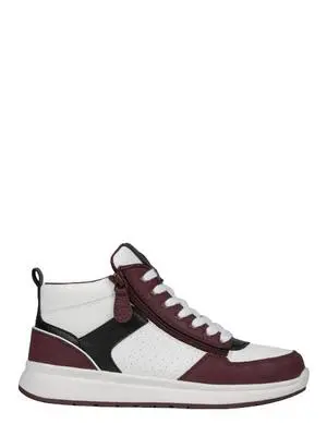 BILLY FOOTWEAR Comfort Double Zip High Top Sneaker - White/wine/black