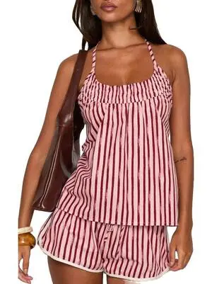 Princess Polly Organic Cotton Halter Top - Pink Stripe