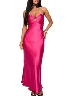 Princess Polly Cyprian Strapless Satin Gown - Hot Pink