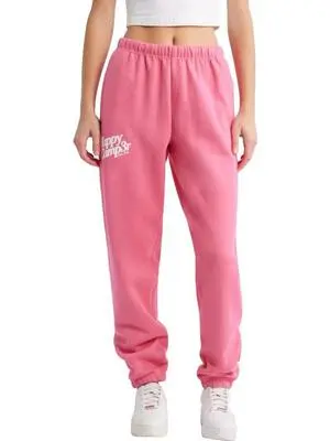 HAPPY CAMP3R Core Logo Graphic Fleece Joggers - Hot Pink