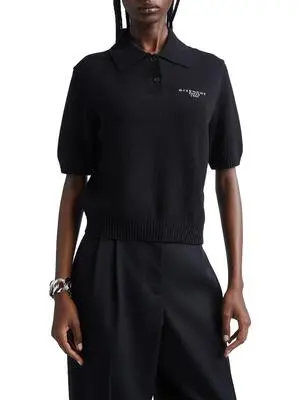Givenchy Paris 1952 Short Sleeve Wool & Cashmere Polo - Black