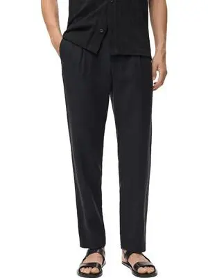 Mango Pleated Straight Fit Trousers Black