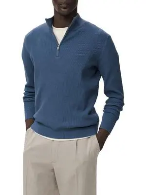 Mango Rib Quarter Zip Sweater - Indigo Blue