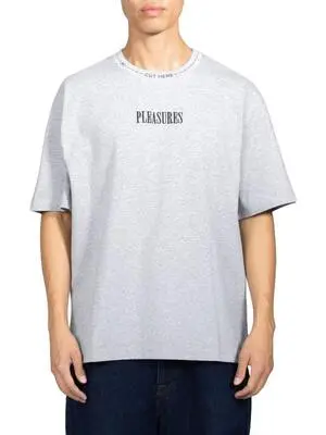 PLEASURES Cut Here Heavyweight Graphic T-shirt - Heather Grey