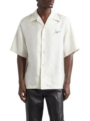 Amiri Hotel Silk Bowling Shirt - Alabaster