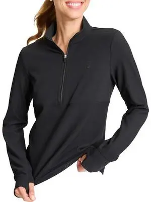 Tommy Bahama Abby Rib Half Zip Top - Black