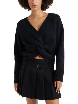 OPEN EDIT Twist Reversible Sweater - Black