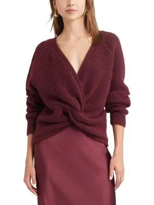 OPEN EDIT Twist Reversible Sweater Burgundy Tannin