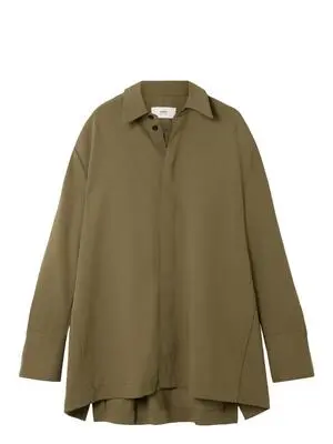 Ami Oversized Wool-crepe Shirt - Green