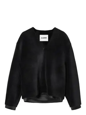 JIL SANDER Layered Velvet And Satin Blouse - Black