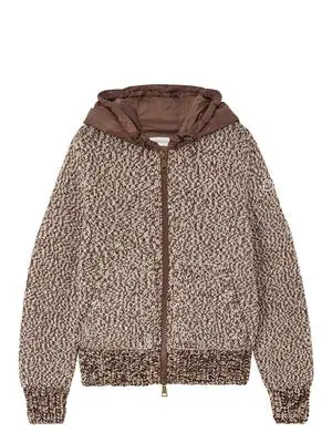 Moncler Hooded Quilted Wool Cardigan - Brown