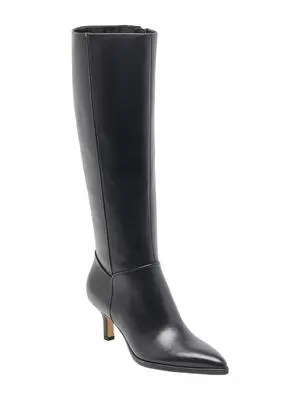 Dolce Vita Aldy Pointed Toe Knee High Boots - Black Leather