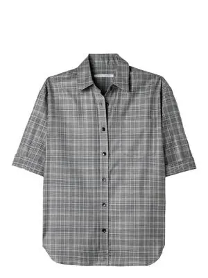 Maria Mcmanus Oversized Checked Wool-blend Shirt - Gray
