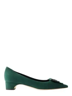 Manolo Blahnik Beti 30 Embellished Suede Pumps - Green