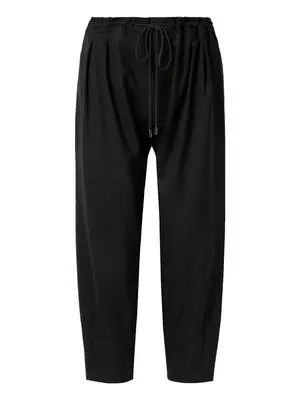 Maria Mcmanus Pleated Wool-blend Tapered Pants - Black