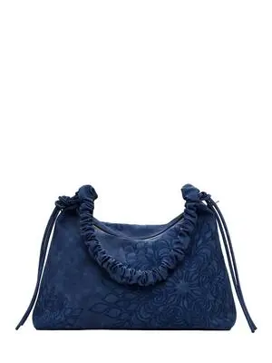 Desigual Mandala Embossed Faux Leather Shoulder Bag - Dark Blue