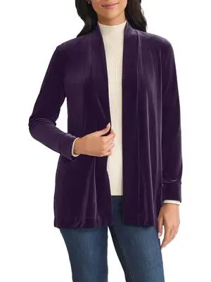 Jones New York Open Front Longline Cardigan - Aubergine