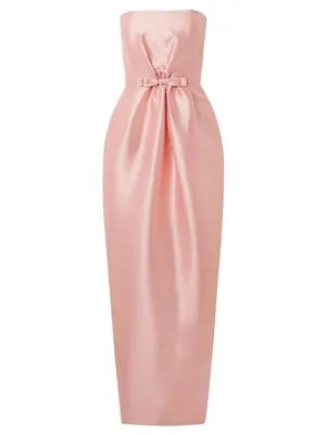 Bernadette Lenette Strapless Taffeta Gown With Bow - Pink