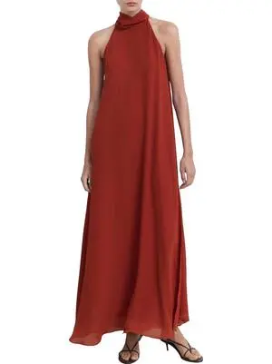 MANGO Tie Neck Sleeveless Maxi Dress