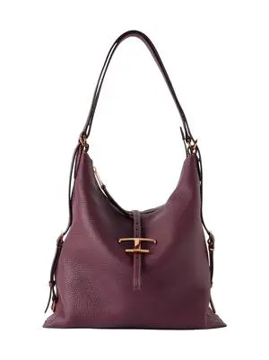TOD'S Textured-leather Shoulder Bag - Burgundy