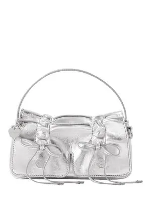 Acne Studios Multipocket Micro Metallic Leather Shoulder Bag - Silver
