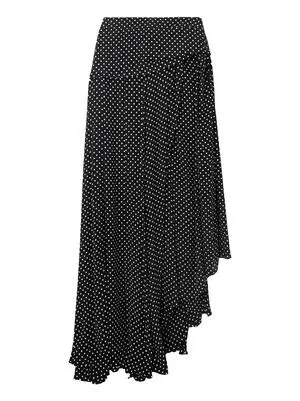 Balenciaga Asymmetric Polka-dot Crepe Maxi Skirt - Black