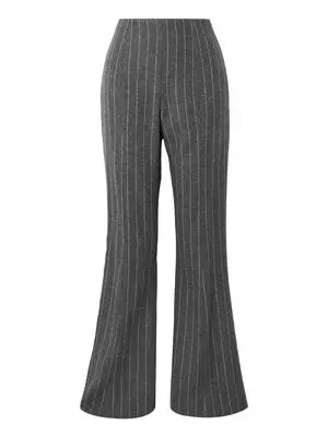 Carolina Herrera Pinstriped Twill Flared Trousers Charcoal