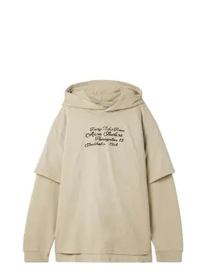 Acne Studios Oversized Layered Printed Hoodie - Beige