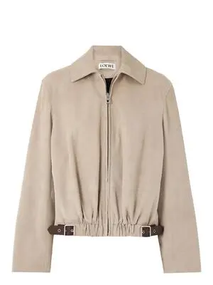 Loewe Buckle-embellished Suede Jacket - Neutrals