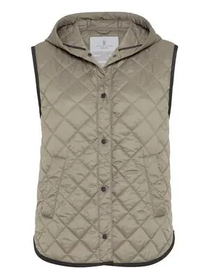 Brunello Cucinelli Quilted Hooded Gilet - Brown