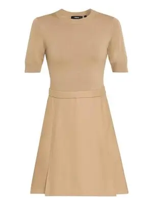 Theory Short-sleeve Combo Mini Dress - New Camel