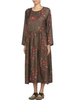UMA WANG Printed Midi Dress - Brown